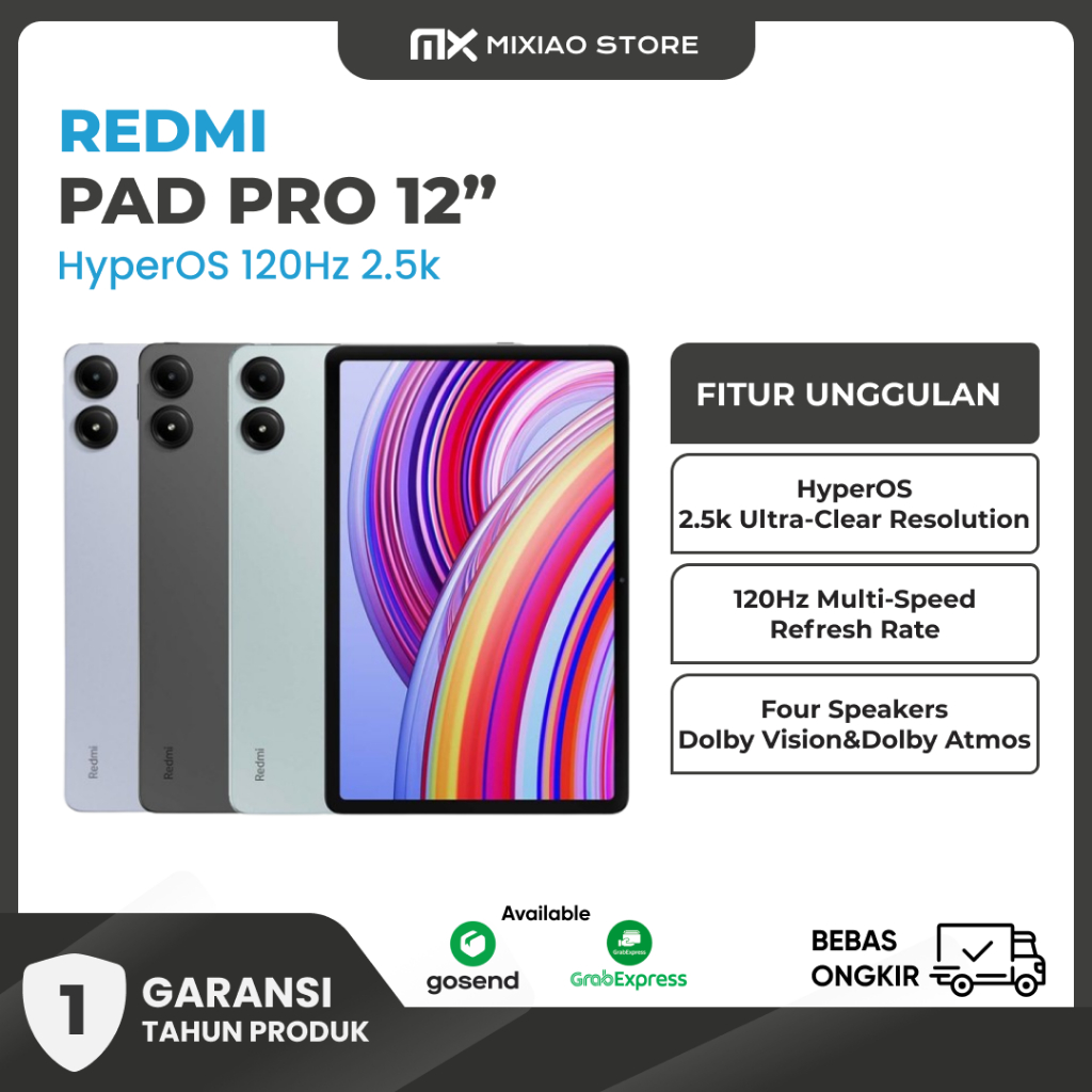 Jual Redmi Pad Pro 12.1 Inch 2.5K 120Hz 8MP 10.000mAh WiFi Only ...