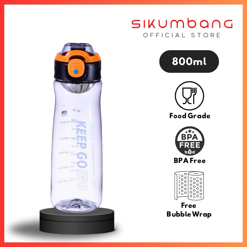 Jual SIKUMBANG Bottle Water 800ml Botol Minum Keep Going Transparant - 6007 | Shopee Indonesia