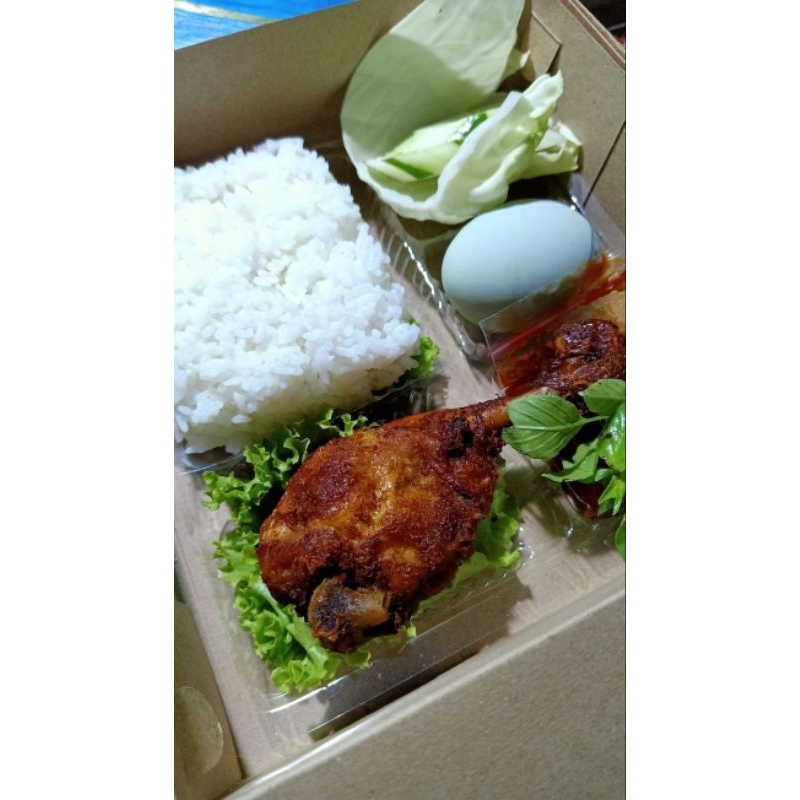 Jual Paket nasi ayam goreng Dan telor asin kemasan thinwall kotak | Shopee Indonesia