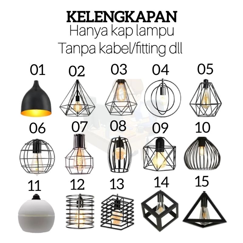 Jual kap lampu gantung kap lampu hias industrial modern minimalis ...