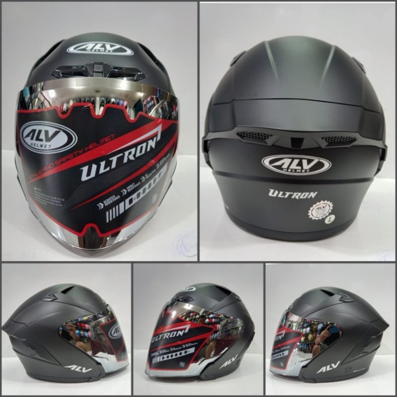 Jual HELM HALF FACE ALV ULTRON SOLID HITAM GLOSY DOFT | Shopee Indonesia