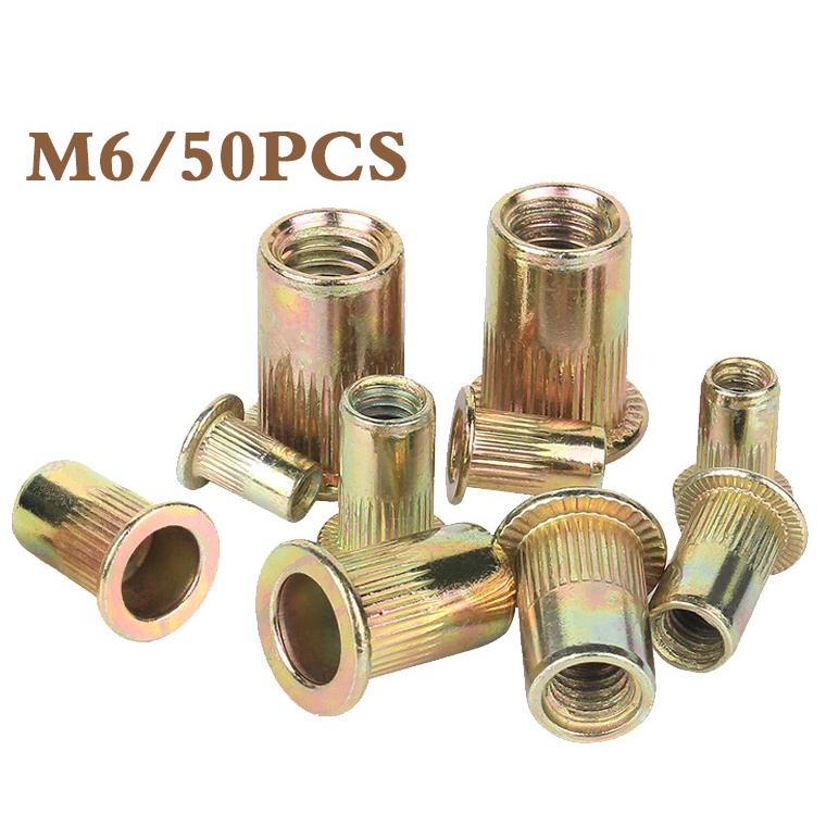 Jual js 5PCS M6 Mur Rivet Nut Rivnut Kuning Besi Carbon Steel Nutsert ...