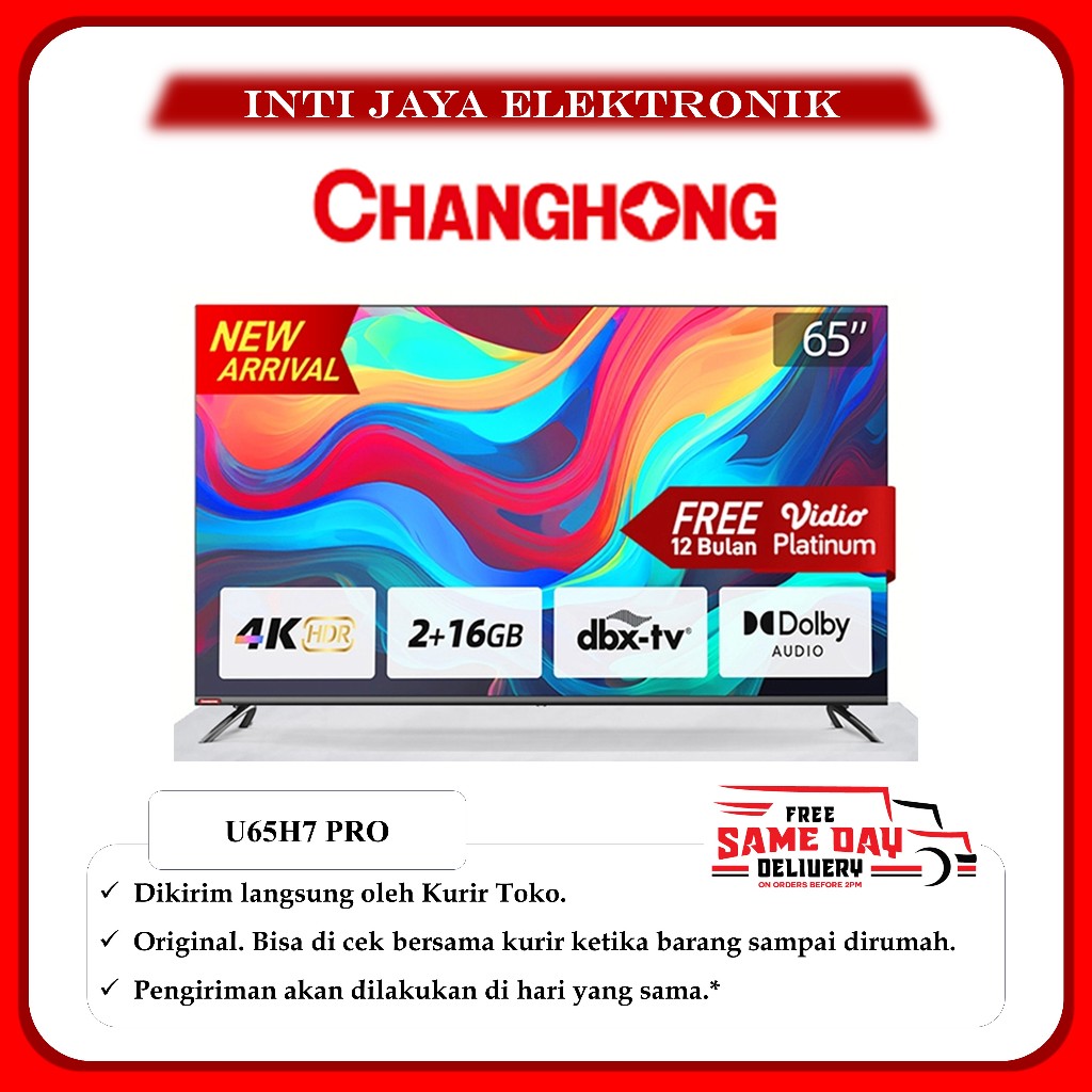 Jual TV CHANGHONG UHD 4K 65 INCH ANDROID DIGITAL GOOGLE TV U65H7 PRO ...