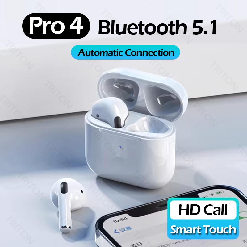 Jual Pro 4 TWS Bluetooth Earphone Android with Microphone Touch Wireless Earphone HiFi Stereo ...
