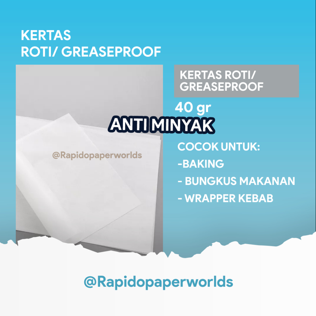 Jual [ 1 LEMBAR ] Kertas Roti Putih Wrapping Bungkus Brownies Alas Tray ...
