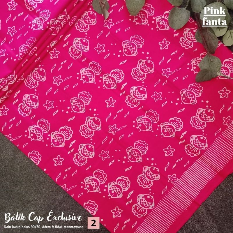 Jual KAIN BATIK CAP MOTIF IKAN PINK BATIK PEKALONGAN BATIK KEMEJA JARIT ...