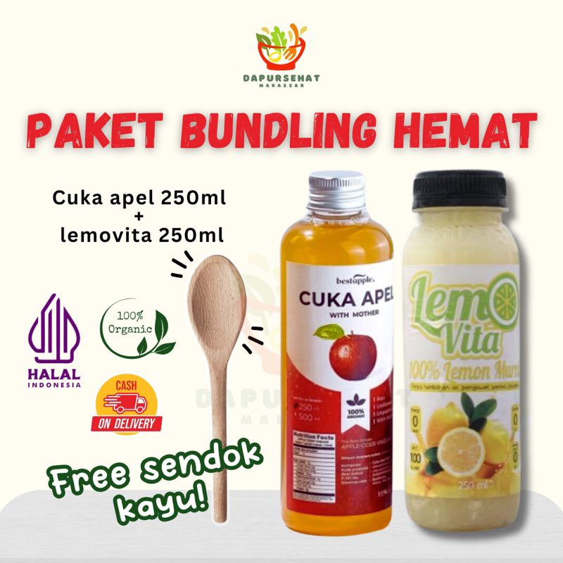 Jual Paket bundling 250 ml cuka apel best apple +sari lemon murni ...