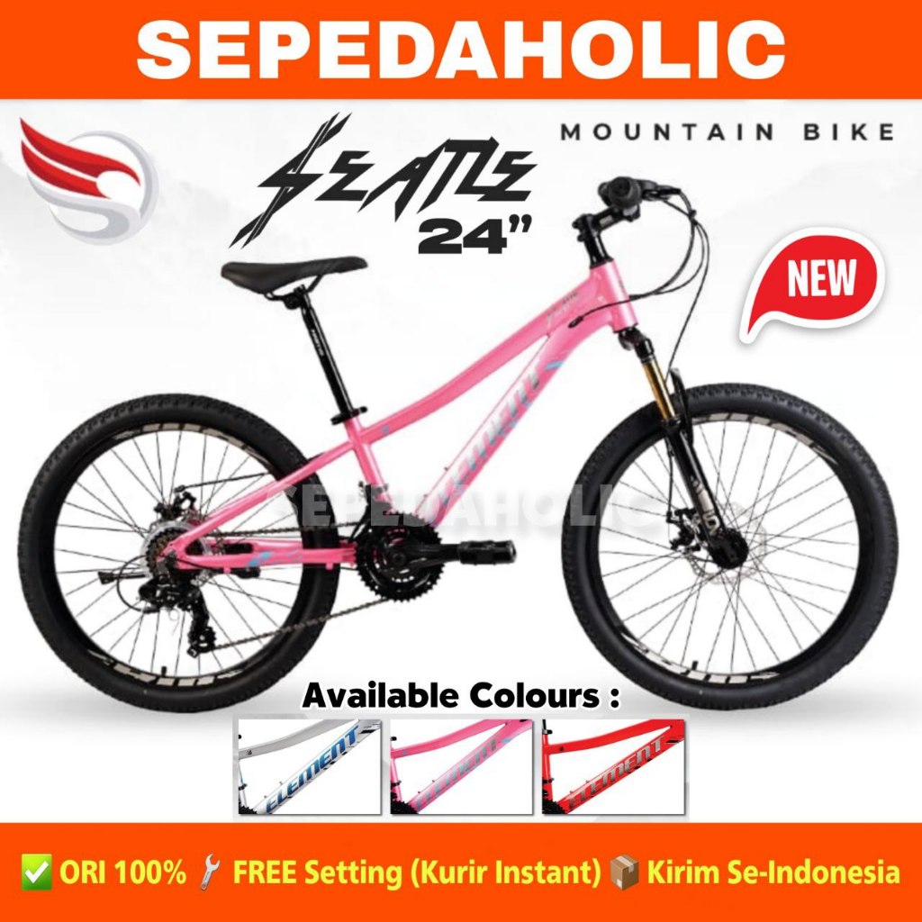 Jual Sepeda Gunung MTB ELEMENT SEATLE Ukuran 24 Inch Alloy Lady Friendly Frame Landai | Shopee ...