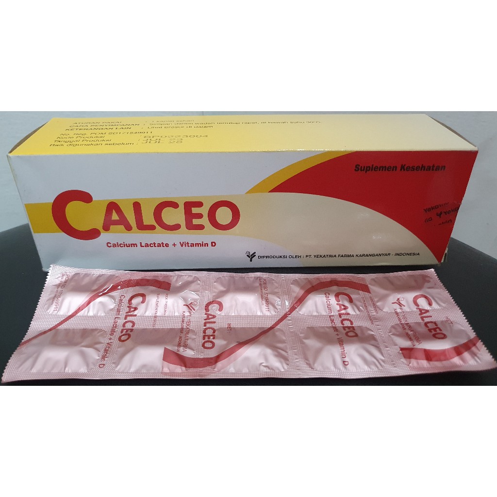 Jual CALCEO Calcium Lactate + Vitamin D | Kalk Kalsium Isi 100 Kaplet ...