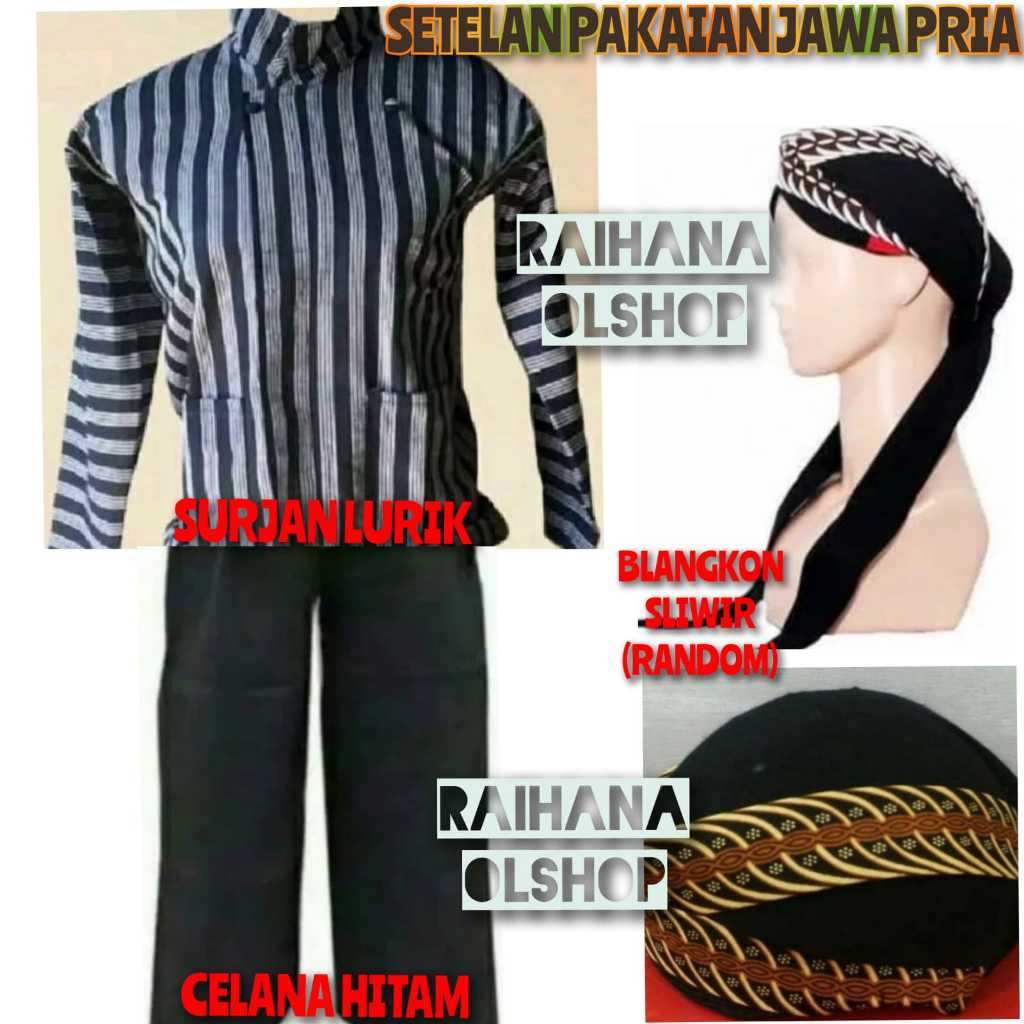 Jual SEPAKET BAJU ADAT JAWA PRIA | SURJAN LURIK ABU HITAM + CELANA HITAM + BLANGKON SLIWIR ...