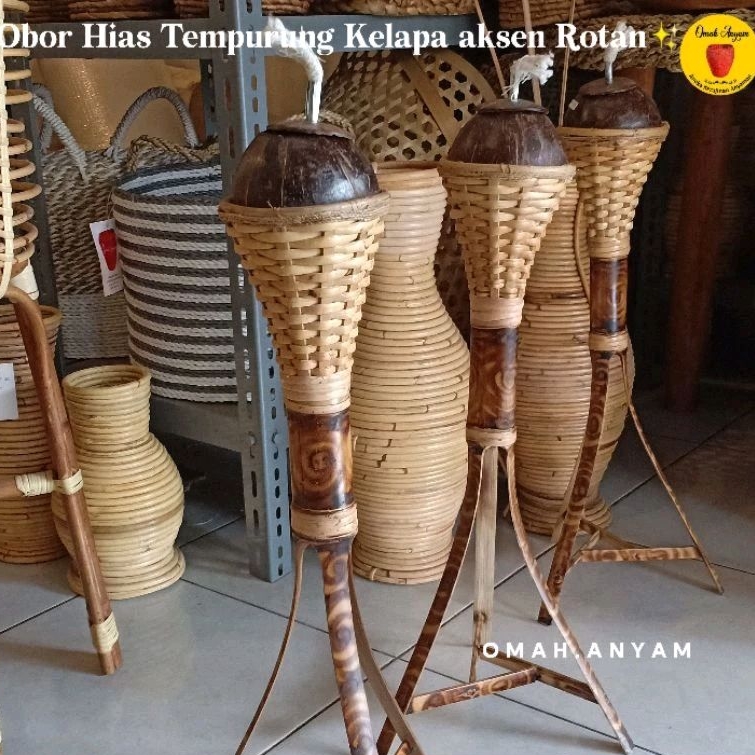 Jual Lampu obor hias rotan bambu | dekorasi obor taman hias tradisional ...