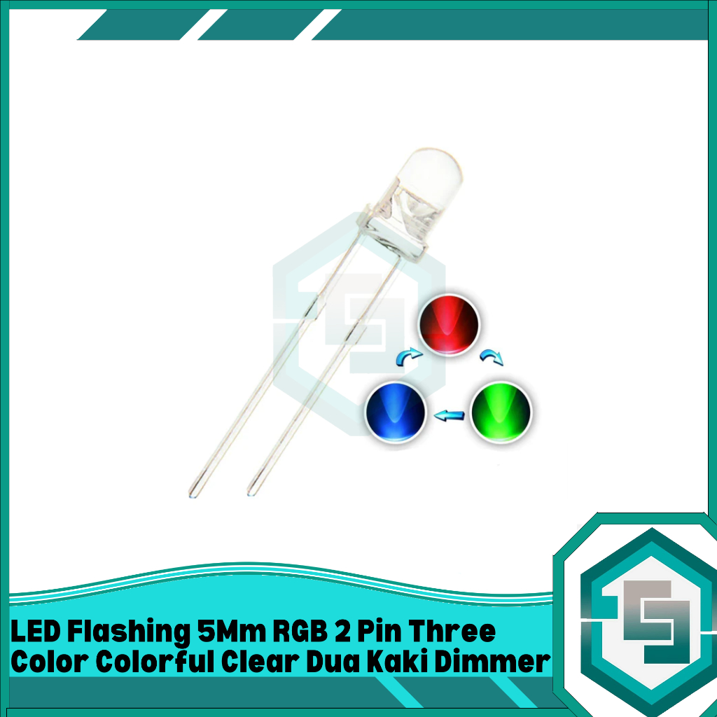 Jual LED FLASHING 5MM RGB 2 PIN THREE COLOR COLORFUL CLEAR DUA KAKI ...