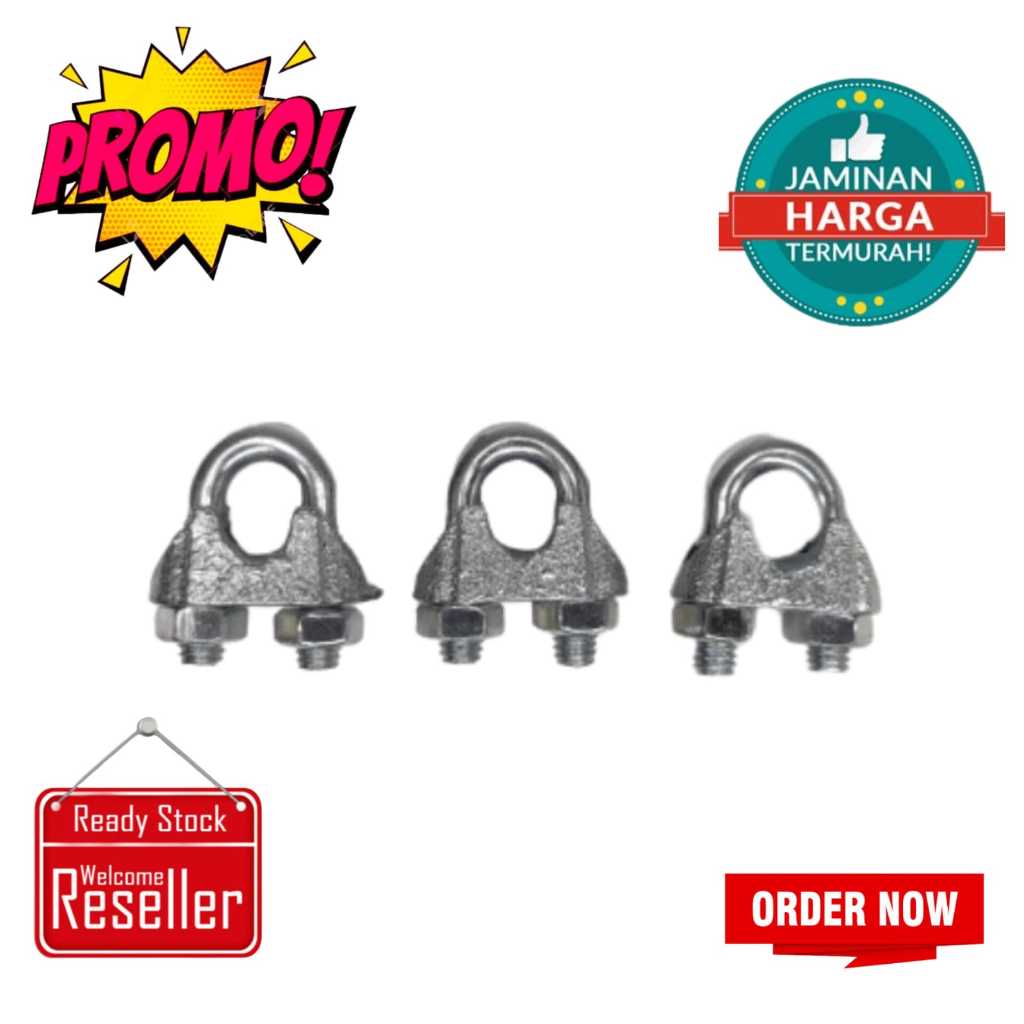 Jual Klem Sling Seling Kuku Macan 3mm 5mm 6mm 8mm 10mm Wire Rope Clip ...