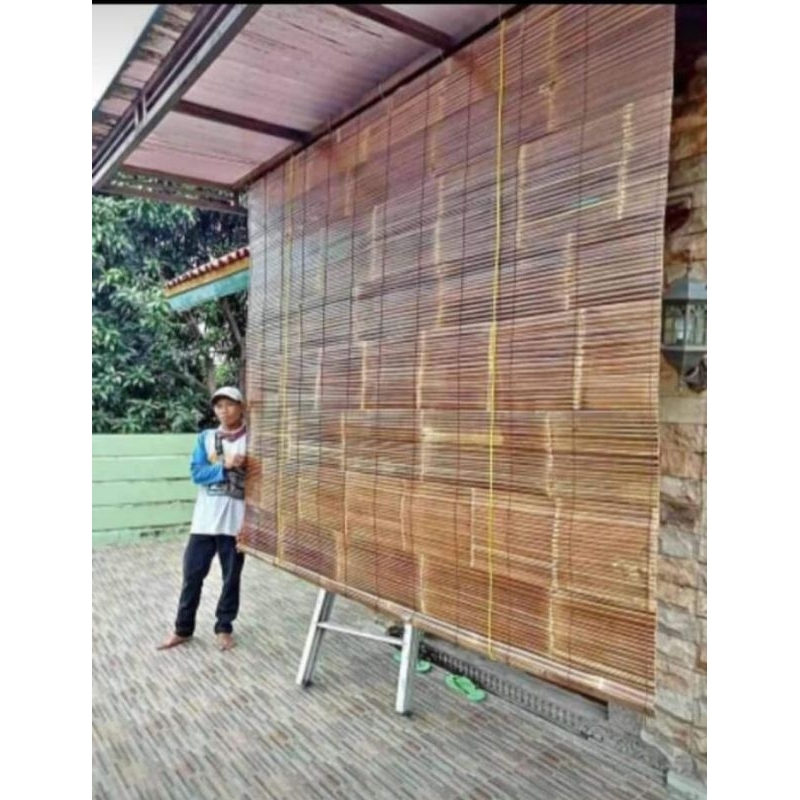 Jual Tirai bambu hitam vernis size 2m x 2,5m | Shopee Indonesia