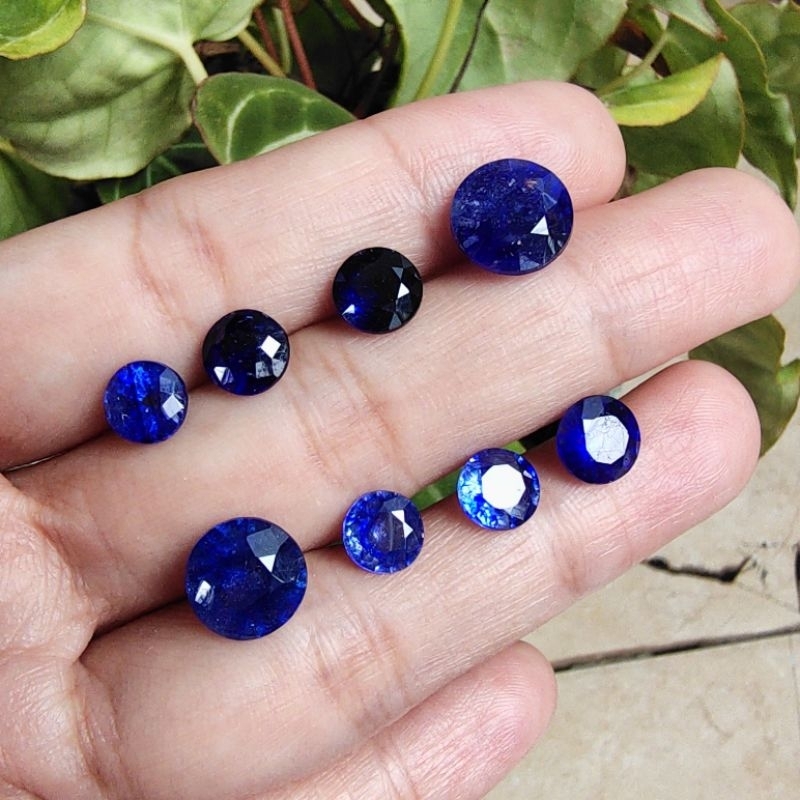 Jual Batu pemata blue sapphire atau batu safir afrika cutting bulat A ...