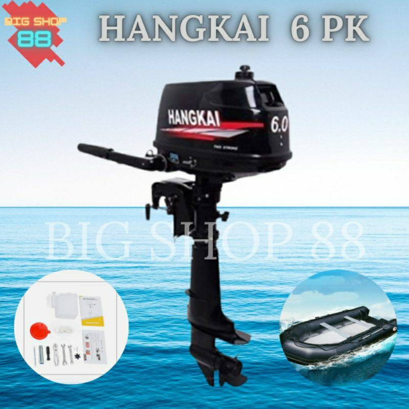 Jual Mesin Tempel Perahu Outboard Hangkai 6PK 6HP 2 TAK STROKE Short Shaft Long Shaft | Shopee ...