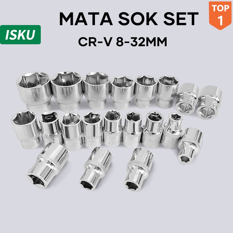 Jual ISKU Mata Socket Kunci Sock 1/2 6pt Mata Sok Ukuran 8 - 24 mm ...