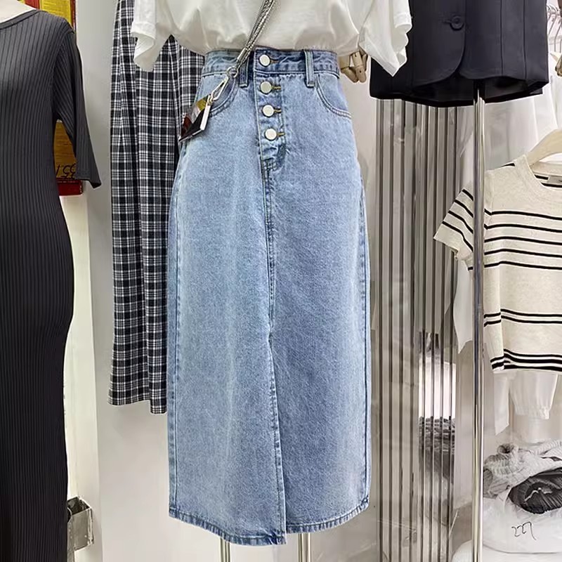 Jual Rok jeans 7 8 wanita Rok korean style Rok jeans panjang Rok jeans ...