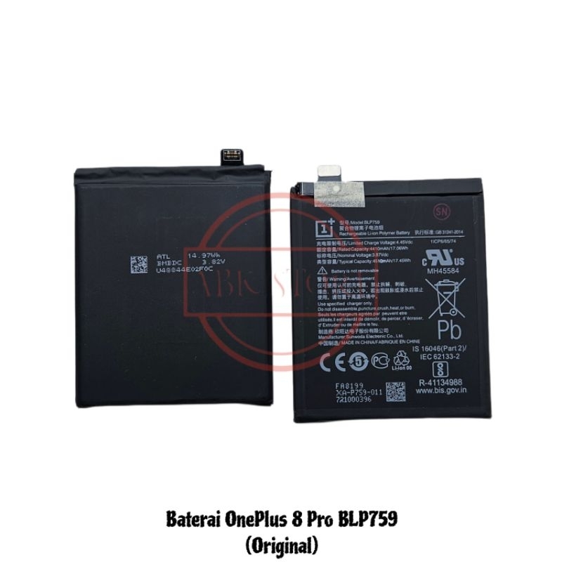 Jual Baterai Battery OnePlus 8 Pro BLP759 / One Plus 8 Pro Original ...