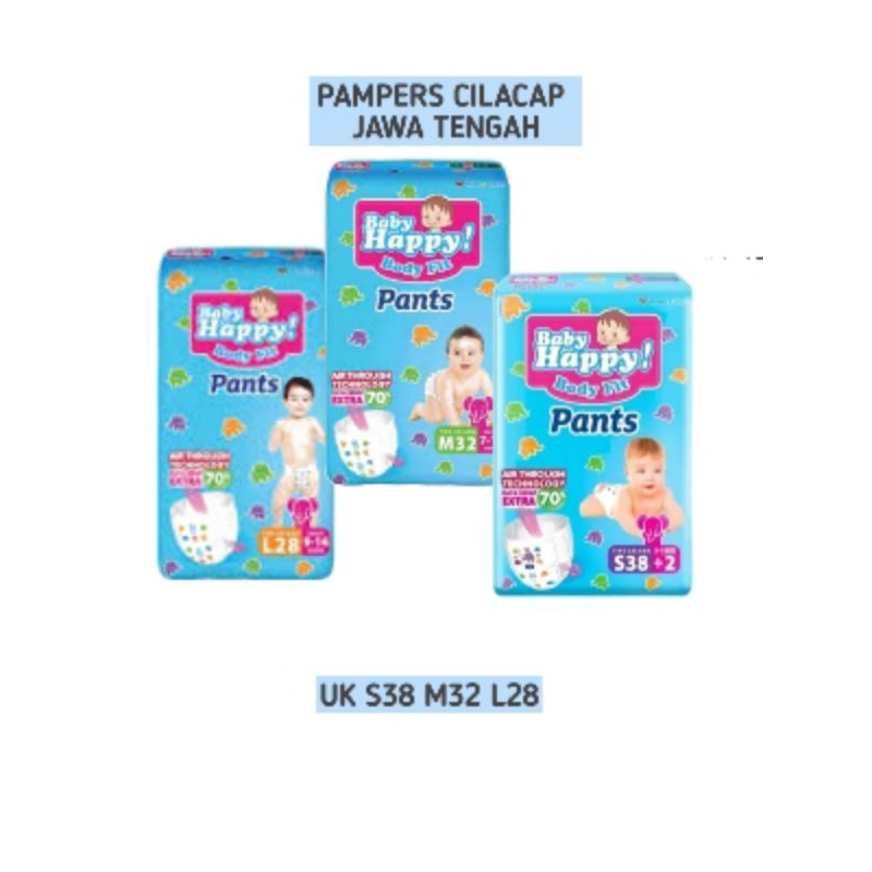 Jual PAMPERS JATENG BABY HAPPY DIAPERS S38/M32/L28 | Shopee Indonesia