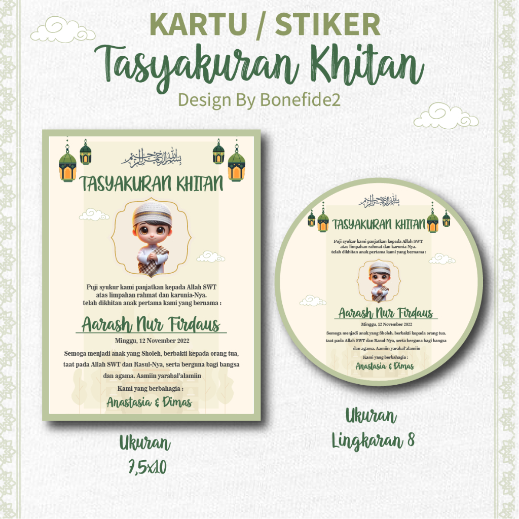 Jual Stiker / Kartu Label Syukuran Khitanan / Hangtag / Hangtag 3in1 ...