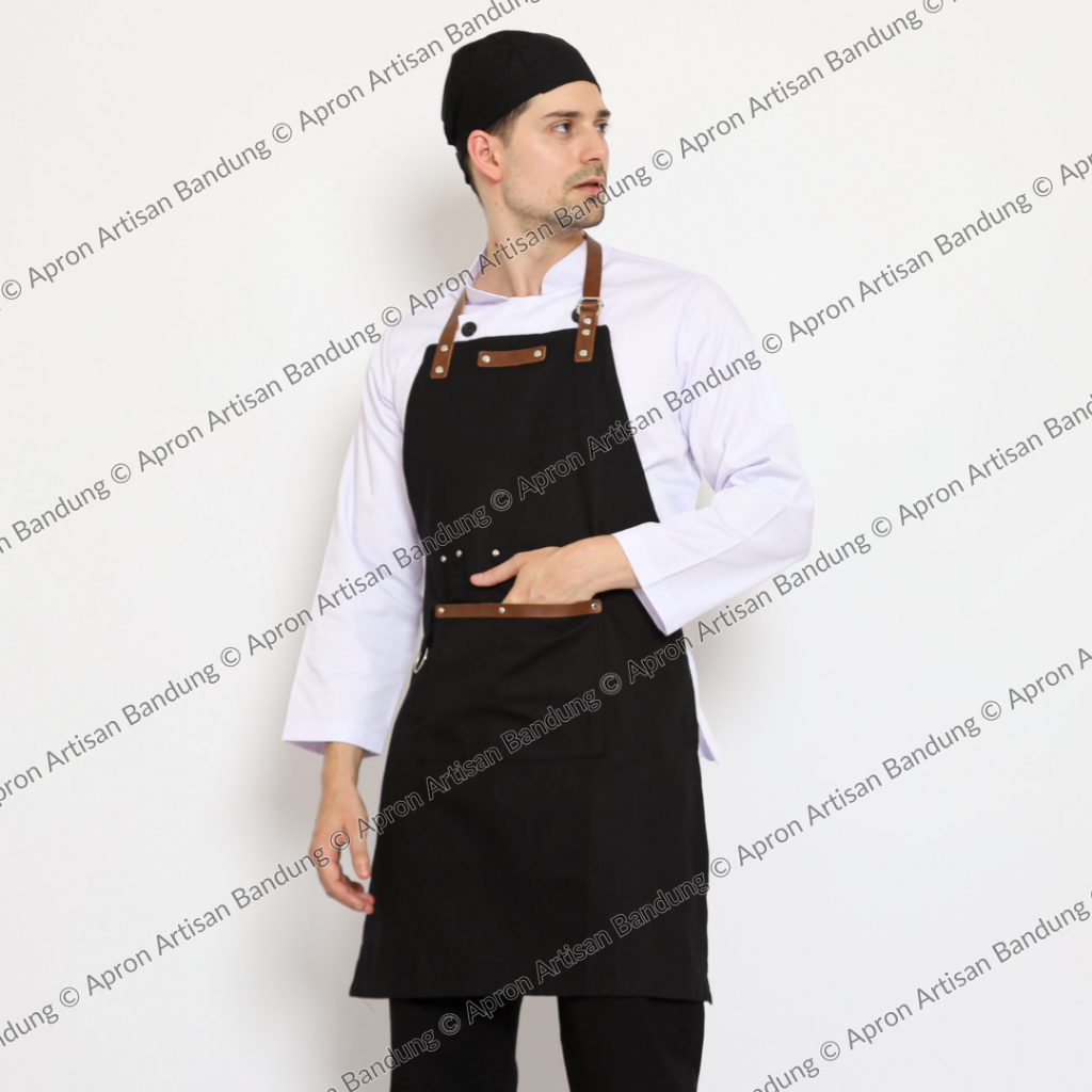 Jual Paket Pakaian Masak Topi Chef Jepang Pendek dan Apron Celemek Pro ...