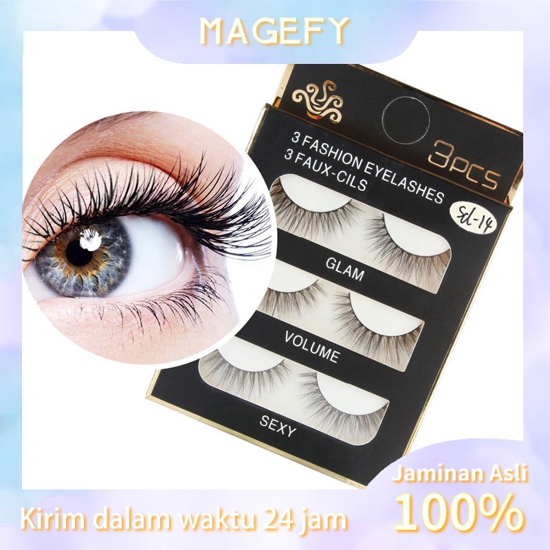Jual MAGEFY 3Pairs Bulu Mata Natural Palsu Volume 3D Premium Fake Lashes Riasan Cepat Natural ...