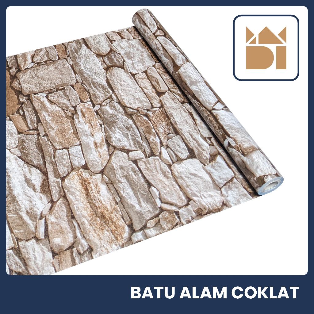 Jual Wallpaper Stiker Dinding Motif Batu Alam Coklat Size 45 Cm X 8 ...