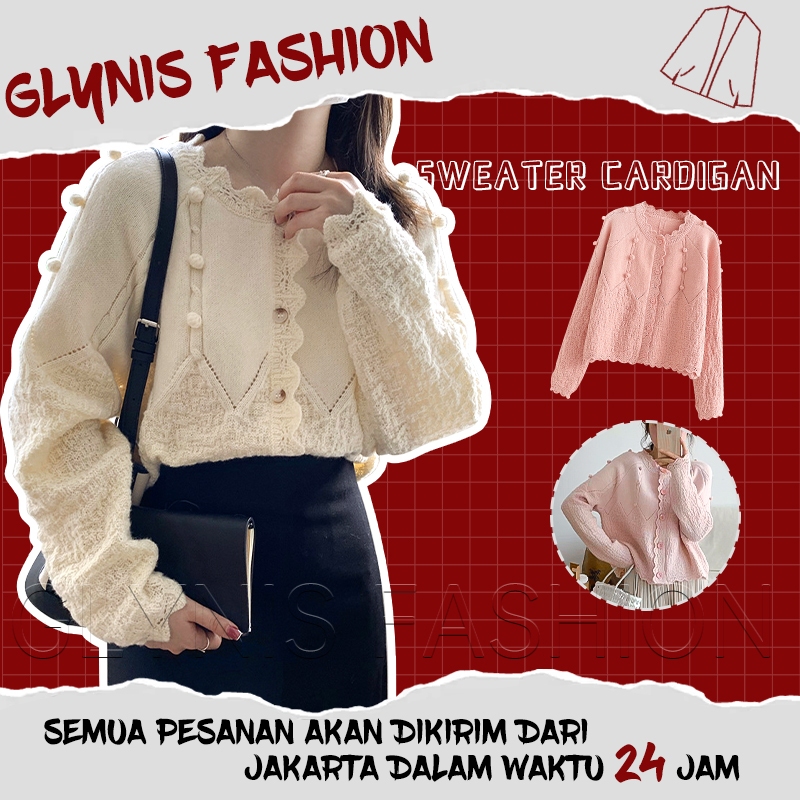 Jual 【Promosi Harga Rendah】Cardigan Korean Bola Rajut Premium Wanita Atasan Sweater Knitwear ...