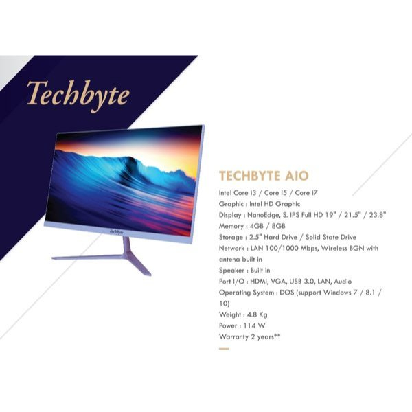 Jual All in One PC Techbyte AIO i5 4440/ 4gb / 128gb 19 inch | Shopee ...