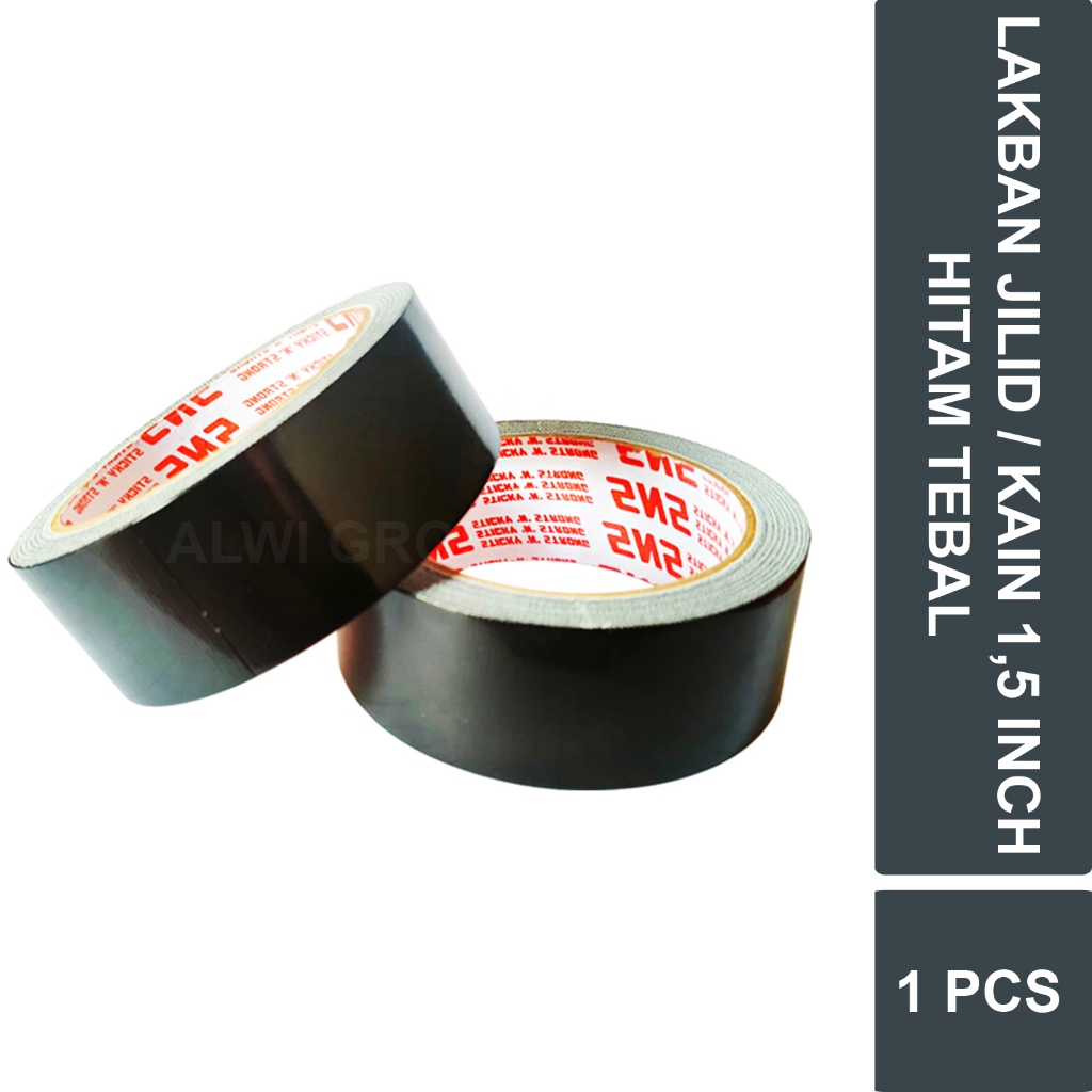 Jual LAKBAN JILID HITAM SEDANG TEBAL / CLOTH TAPE SNS UKURAN 1,5 INCH ...