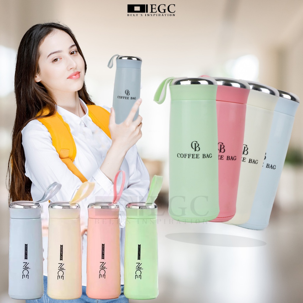 Jual BOTOL MINUM IMPORT 400ML /BOTOL KACA BENING THERMOS COLORFUL ...