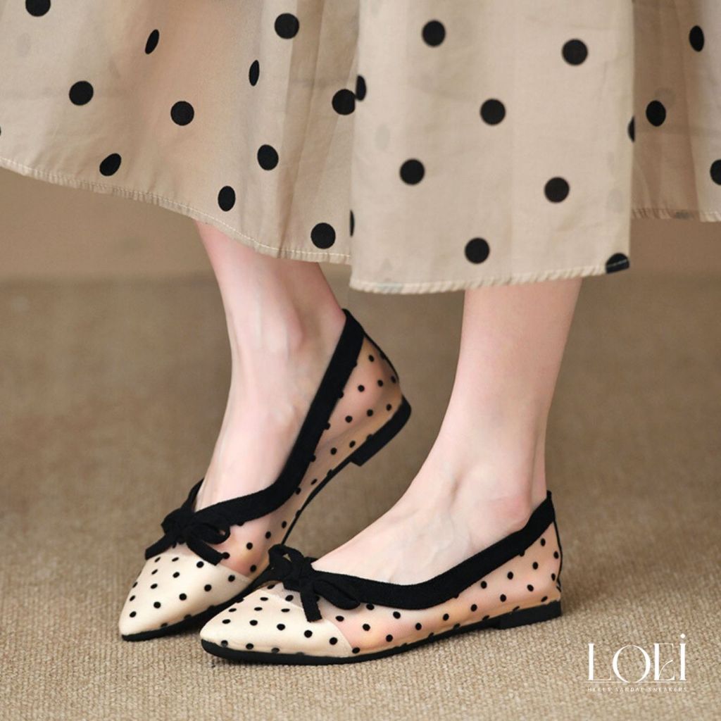 Jual LOEI Melika Sepatu Fashion Ballerina Terbaru Flatshoes Polkadot ...