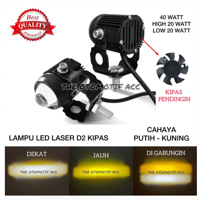 Jual Lampu Led D2 Laser Kipas Premium Dc 12 Volt 40 Watt Jauh 20 ...