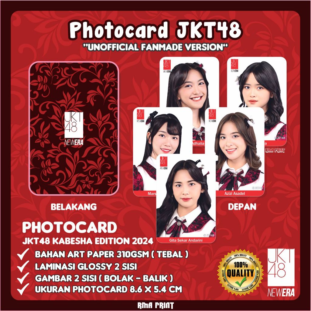Jual PHOTOCARD JKT48 Unofficial Fanmade Kabesha 2024 | Shopee Indonesia