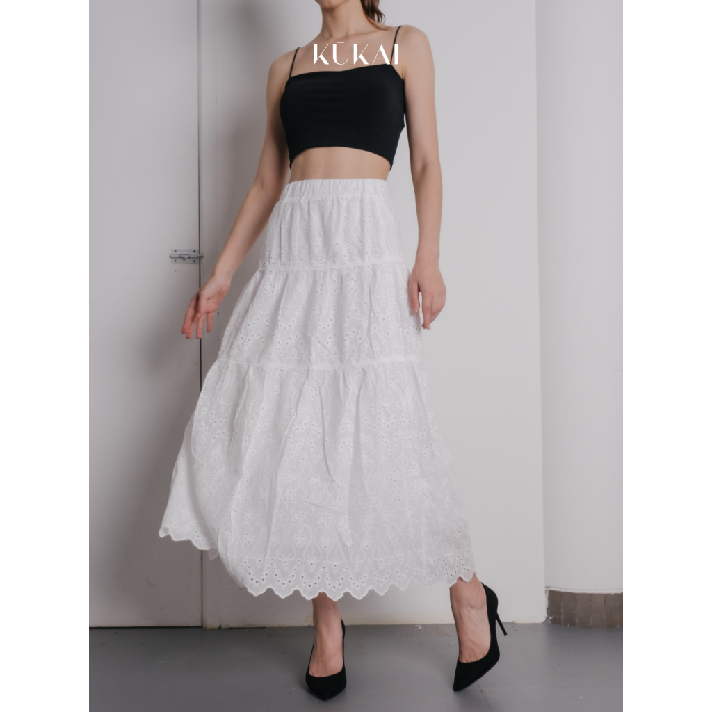Jual KUKAI | Serena Lace Maxi Skirt - Women's Lace Maxi Flare Skirt ...
