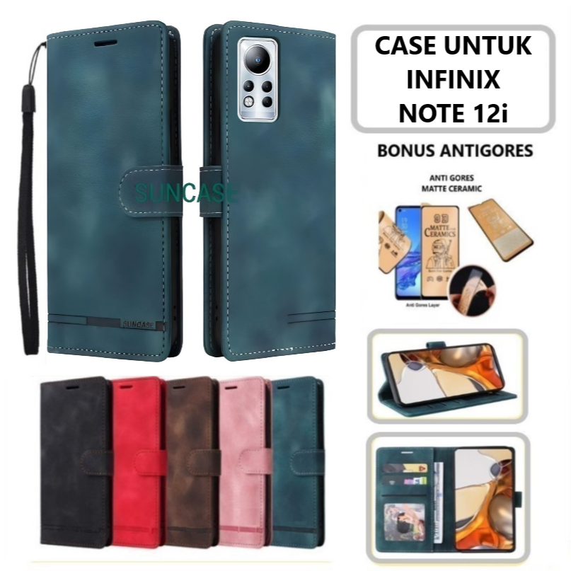 Jual INFINIX NOTE 12i 2022 CASE KULIT MODEL FLIP BUKA TUTUP ADA TEMPAT ...