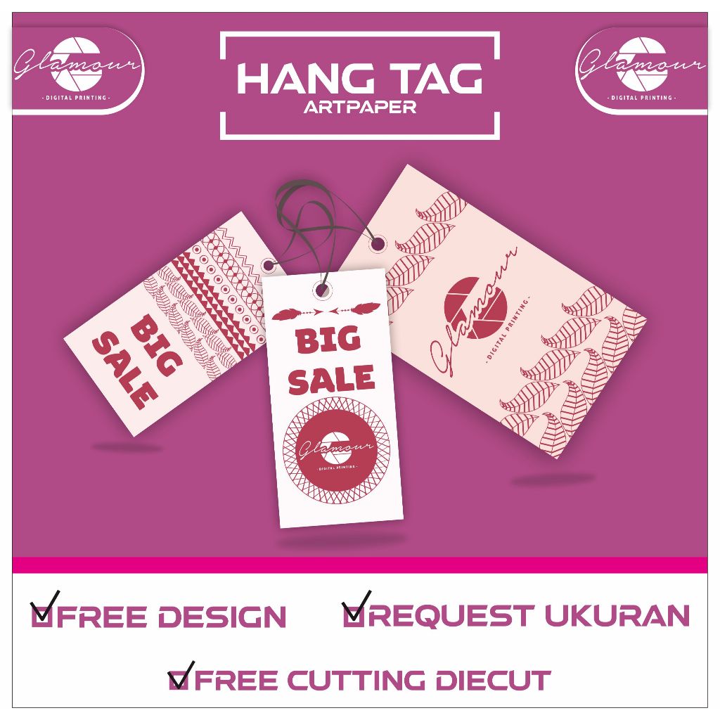 Jual Hangtag Bentuk (Free Template Desain) Fashion Lebel Baju Cetak ...