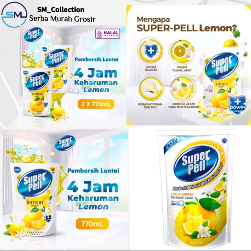 Jual Pembersih Lantai/Pengharum Lantai/Super Pell Lemon 770Ml | Shopee ...