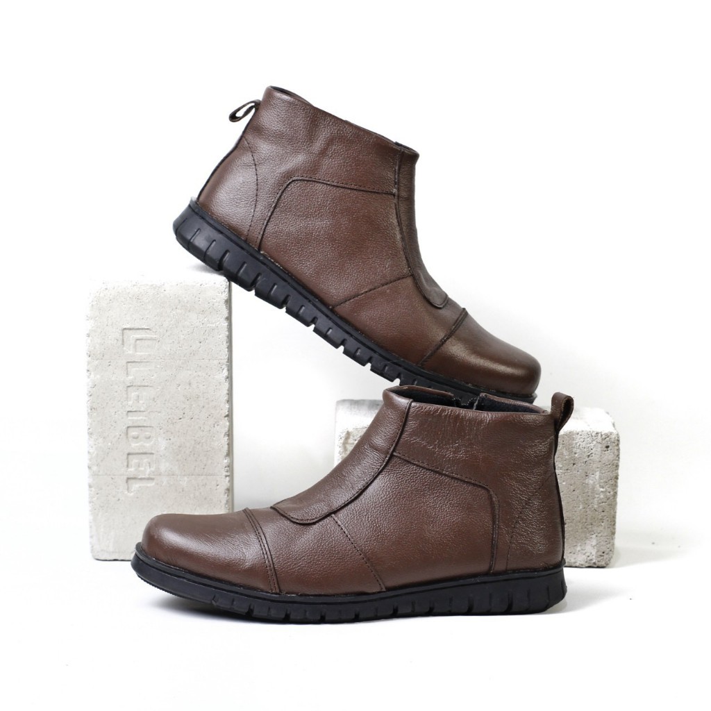 Jual Sepatu Pansus Kulit Pria Semi Boots Casual Kerja Kantor Jalan ...