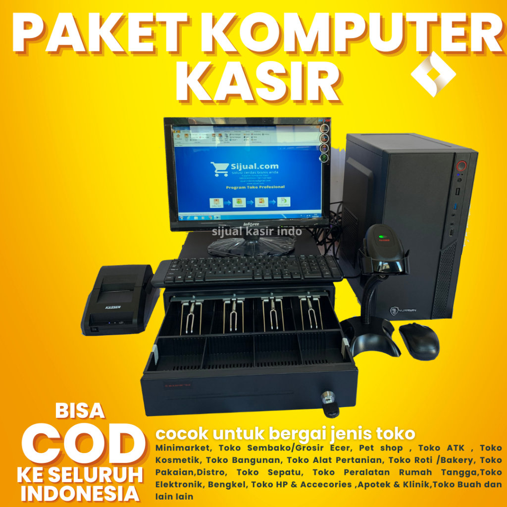 Jual Komputer Kasir Lengkap siap Pakai komputer kasir toko sembako toko bangunan apotek toko ...