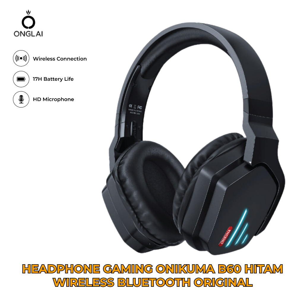Jual ONIKUMA B60 Headphone Gaming Hitam Wireless Bluetooth Original ...