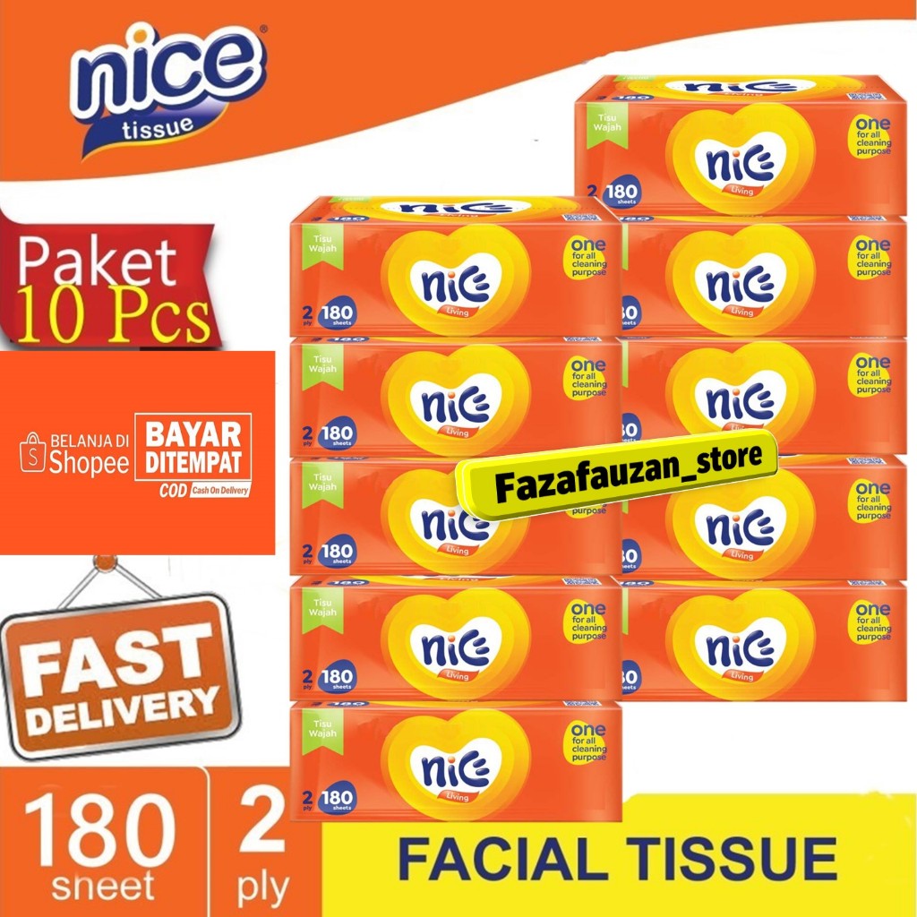 Jual Tissue Tissu Tisu Nice Facial 180 sheet isi 10,8,6,5 pack - 2 ply ...