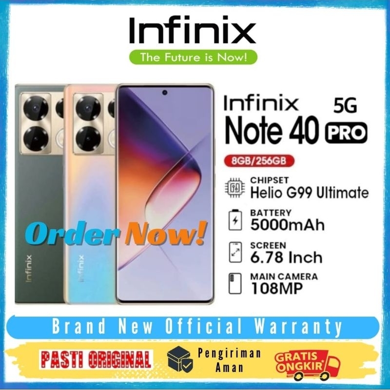 Jual INFINIX NOTE 40 PRO 5G 8/256 GB RESMI NEW SEGEL FREE Mag Safe ...