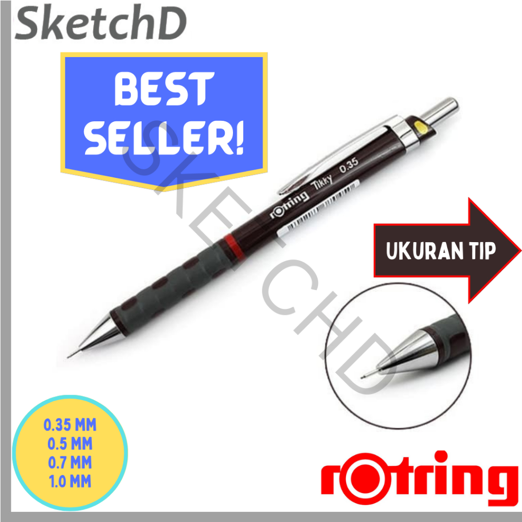 Jual Pensil Mekanik Tikky Rotring Lead Mechanical Pencil Burgundy 0.5 0,5 dan 0.7 0,7 | Shopee ...