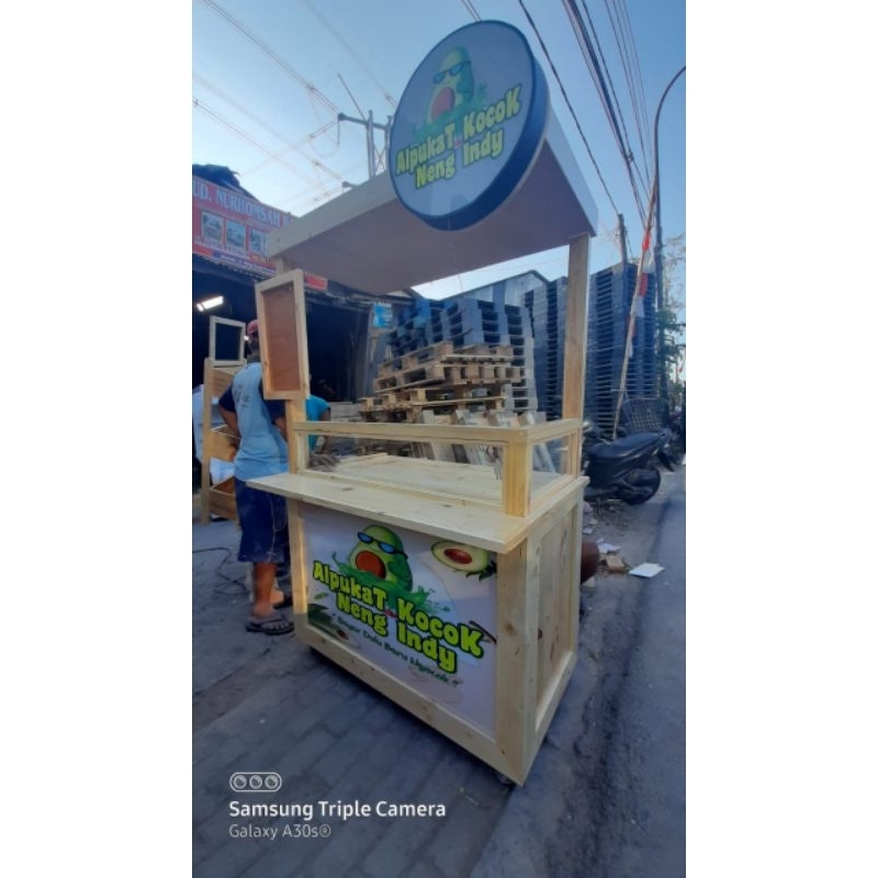 Jual booth kayu / booth minuman makanan / booth jati belanda | Shopee ...