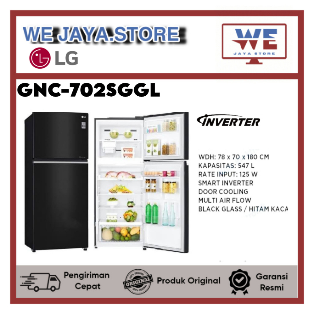 Jual KULKAS LG 2 PINTU BESAR LG GNC-702SGGL GLASS DOOR INVENTER ...