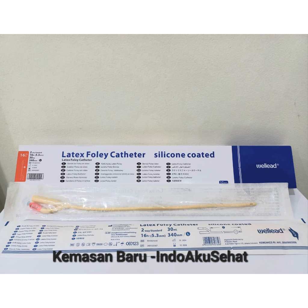 Jual FOLEY CATHETER LATEX WELL LEAD 2 WAY COATED 16FR SELANG CATHETER ...