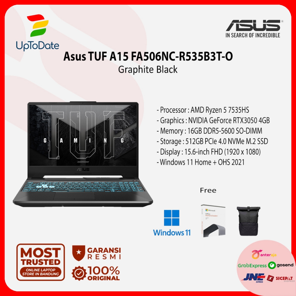 Jual Asus TUF A15 FA506NC-R535B3T-O Ryzen 5-7535HS 16GB 512GB RTX3050 ...