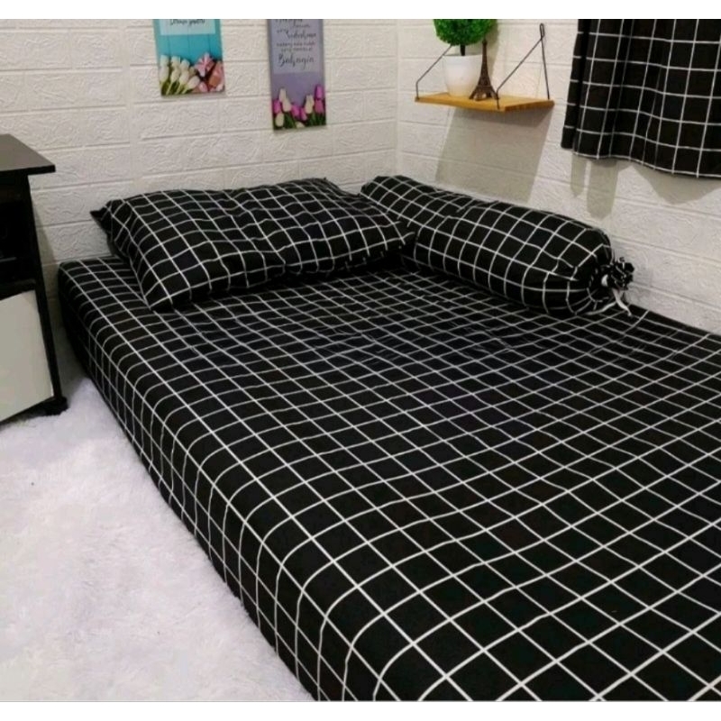 Jual sprei aesthetic/sprei kotak kotak/sprei single/sprei 160x200/sprei ...